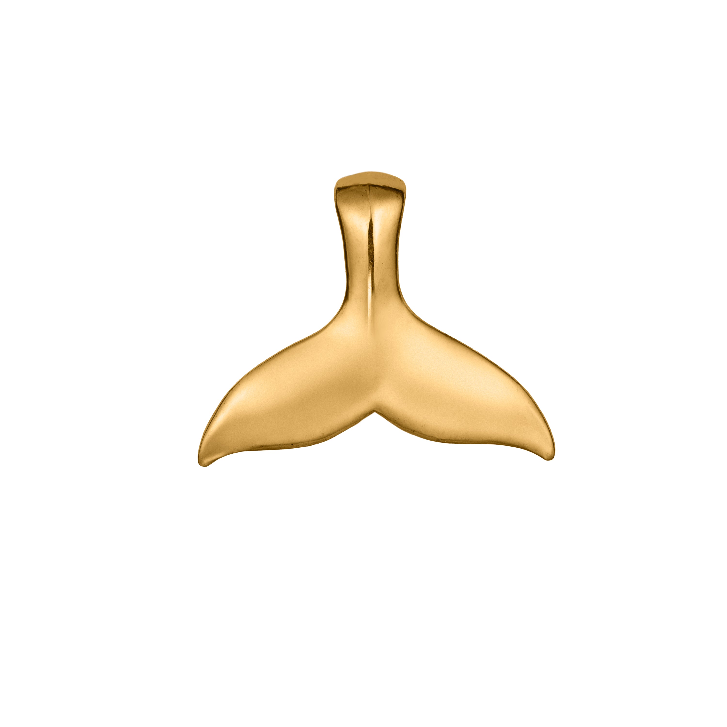 14K Solid Yellow Gold Mirror Polished Whale Tail Pendant Charm – Aloha ...