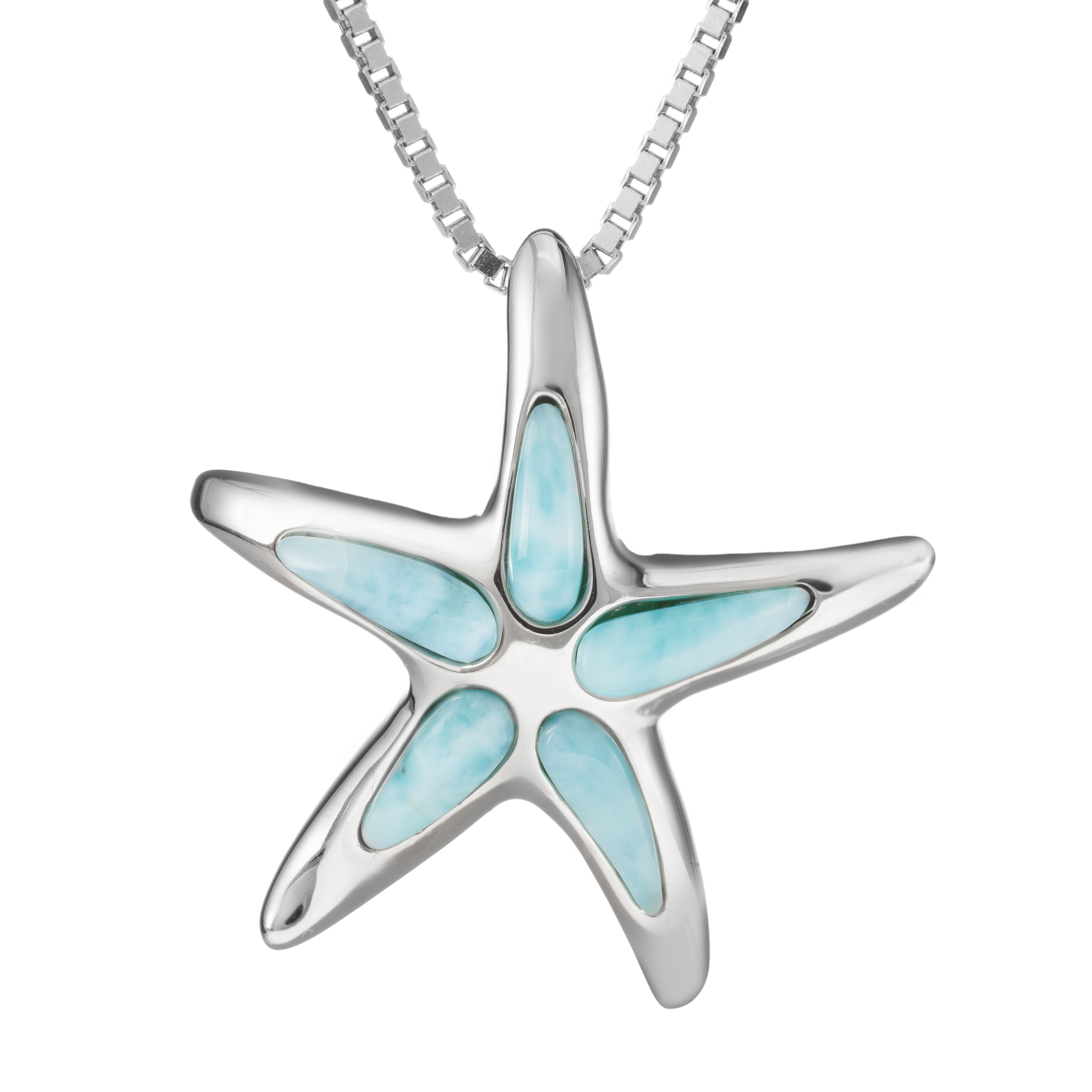 Sterling Silver Natural Larimar Starfish Necklace Pendant – Aloha ...